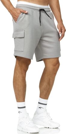 Indicode Herren Dannie Cargo Sweatshorts mit Kordelzug | Herrenshort Sport Trainingshose Lt Grey, XXL