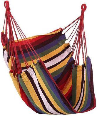 Generic Tragbarer H&auml;ngemattenstuhl mit Bunten Streifen f&uuml;r den Innenbereich, Bequeme Seilschaukel Zum Aufh&auml;ngen, Stabile Spreizstange aus Stahl, Robustes Desi