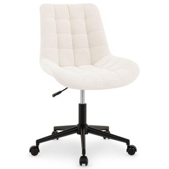 IDIMEX Drehstuhl VASILO höhenverstellbar in weiß, Bürostuhl mit Metallgestell in schwarz, Schreibtischstuhl mit 5 Doppelrollen, drehbarer Computerstuhl mit b