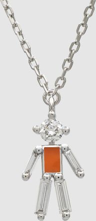 Little Ones Paris Collier Pendentif Gar&ccedil;on Argent Solar Orange 45cm