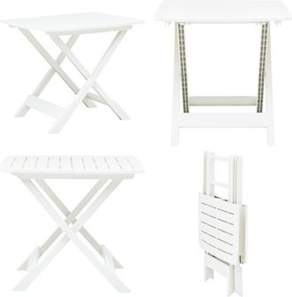 vidaXL Table pliable de jardin Blanc 79x72x70 cm Plastique - Table De Jardin - Table Pliante - Table Bistrot - Mobilier De Jardin - D&eacute;coration Ext&eacute;rieure