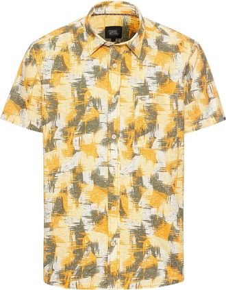 Camel Active Herren Kurzarmhemd mit Strukturmuster Gelb, menswear-3XL