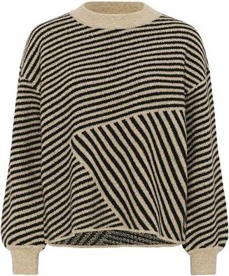 Kaffe Womens Pullover Crew Neck Graphic Print Casual Fit Long Sleeves Knit