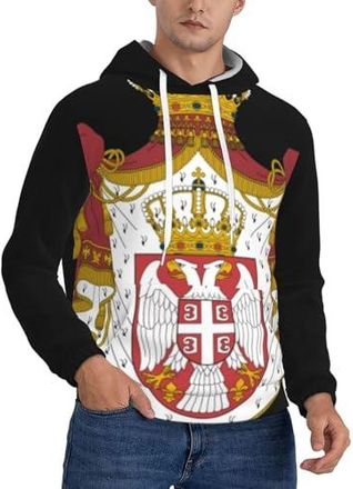 Generic Sweat &Agrave; Capuche Imprim&eacute;e R&eacute;publique De Serbie Blason National Homme Pull Sweat Veste D&eacute;contract&eacute;e Sport Polaire Quotidien Travail Douce L&eacute;g&egrave;re Chaude 