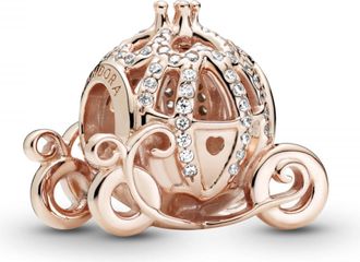Pandora Disney, Cinderellas Pumpkin Coach Charm in Roségold mit Bicolor (Sterling-Silber und 14 Karat Gold) und Cubic Zirkonia Steinen aus der Disney x Collec