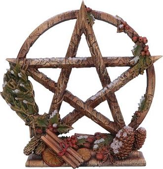Nemesis Now Season of The Pentagramm Figur, Harz, Gold/Rot (Winter), 16,5 cm
