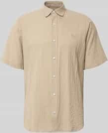 Lerros Relaxed Fit Freizeithemd mit Logo-Stitching und Kentkragen