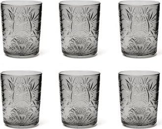 Excelsa Color Tumbler Lot de 6 verres en verre d&eacute;cor&eacute;s, multicolore, d&eacute;cor en relief, 350 ml, 8 x 10 cm (gris)