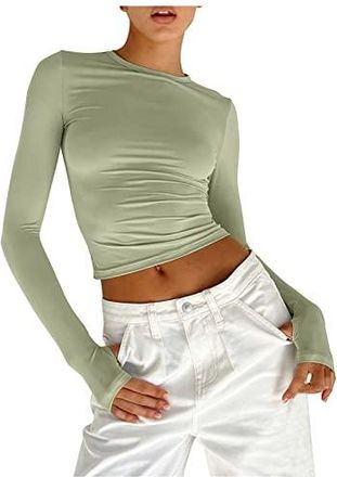 Generic Tops Y2k,Femme T-Shirt &agrave; Manches Longues Chemise &agrave; Col Rond Tops Ample D&eacute;contract&eacute; Chemisier Chic &Eacute;l&eacute;gant Casual Tunique Tshirts Blouse Tops Long