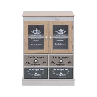 Mobili Rebecca Shabby Sideboard, Selbsttragender Küchenschrank, Melanimate PVC Spanplatte, Weiß Beige Grau, 2 Türen 4 Schubladen - Maße: 81 x 58 x 30 cm (HxLxB) - Ar