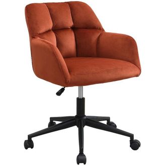 Vente-Unique Chaise de bureau - Velours - Terracotta et noir - Hauteur r&eacute;glable - PEGA