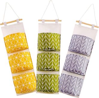 DOITOOL 3 S&auml;tze Baumwoll h&auml;ngeorganizer mit Wand T&uuml;r aufbewahrungstaschen Platzsparender Schrank Organizer f&uuml;r Badezimmer Schlafzimmer und Wohnzimmer Praktisc