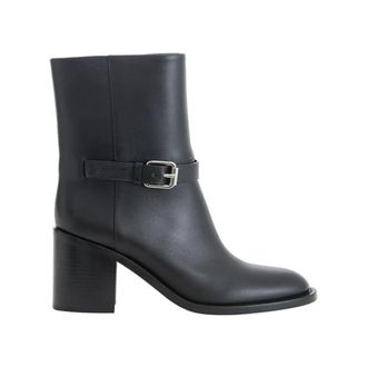 Burberry Schwarze Lederstiefel mit Schnalle in der Mitte der Wade - - Shoes - Damen - Schwarzk - 39 EU