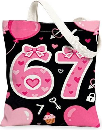 Generic Sacs fourre-tout en toile avec imprim&eacute; coeur pour la Saint-Valentin, sacs &agrave; provisions r&eacute;utilisables, l&eacute;gers et lavables, p&ecirc;che, 13x15 Inch