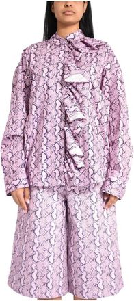 Msgm Msgm, Femme, Blouses et Chemises, Rose, Taille: 44 FR Chemise &agrave; Imprim&eacute; Serpent et Volants