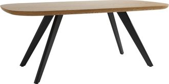 Sch&ouml;ner Wohnen Kollektion Tisch LARVIK/Tischplatte in Eichefarbig Tobacco, Gestell in schwarz/Bootsform, abgerundete Kante & Echtholzfurnier/Esstisch/K&uuml;chentisch / 200 x 100, H