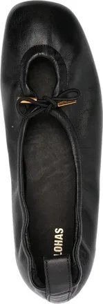 Alohas Square-Toe Leather Ballerina Flat - Black