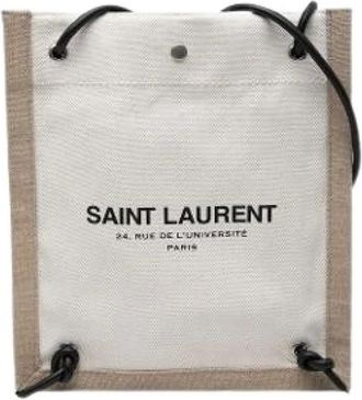 Saint Laurent Sac bandouli&egrave;re en toile Pre-owned - Femme - Pre-owned - Beige - Taille: ONE Size