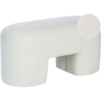 Beliani Banc Moderne en Boucl&eacute; Pouf Pieds Larges Accessoire Rembourr&eacute; Salon Chambre Blanc Decorah