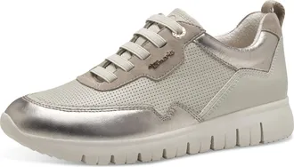 Tamaris Comfort Damen Sneaker flach aus Leder Bequem, Gold (Gold Comb), 38 EU