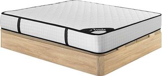 Vente-Unique Bett-Set 180 x 200 cm, Bettkasten Natur hell + Matratze 7-Zonen-Taschenfederkern & Memory-Schaum, H&ouml;he 22 cm - LUREAN von YSM&Eacute;E