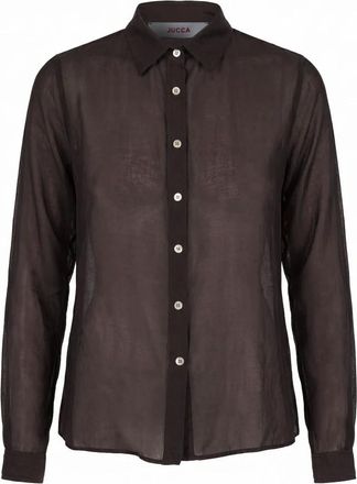 Jucca Femme, Blouses et Chemises, Brun, Taille: 38 FR Camicia Coreana Semi Trasparente
