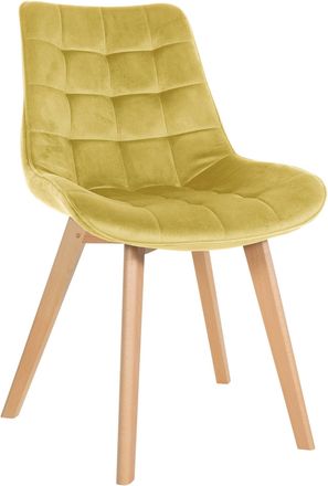 Clp Stuhl Brook I Esszimmerstuhl Mit Steppmuster Auf Samt Bezug I Vierfußgestell Aus Holz, Farbe:gelb