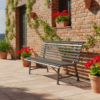 Sweeek Banc de jardin acier 2 places anthracite 140cm - Nima