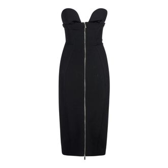 Off-white Tr&auml;gerloses Midikleid - - Dresses - Damen - Schwarzk - XS