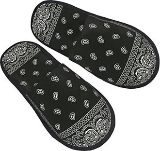 Generic Chaussons Femme Homme Bandana Noir Paisley Bandana Maison Pantoufles Chaude Pantoufles En Peluche Confort Chaussures DInt&eacute;rieur Pour Int&eacute;rieur Ext&eacute;rie
