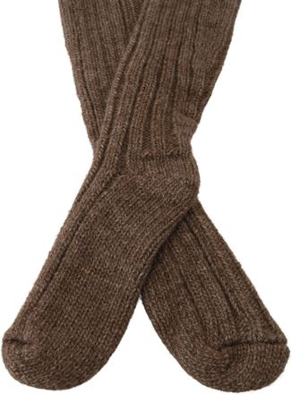 Dolce & Gabbana Brown Wool Knit Calf Long Women Socks Clothing