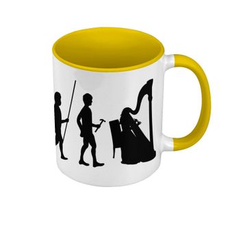 Fabulous Tasse in Premium-Qualit&auml;t, Gelb - Evolution Harfe Orchester Musik Instrument Musiker - Tasse mit Henkel und farbigem Innenfutter