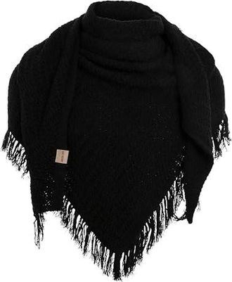 Knit Factory Amber Ch&acirc;le Tricot&eacute; - Foulard Triangle - Ch&acirc;le Femme &agrave; franges - Foulard femme pour lautomne et lhiver - &Eacute;charpe Femme - 100% Fabriqu&eacute; en Europe - Noi