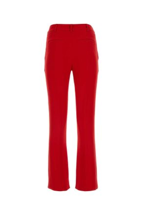 Valentino Garavani Womens Red Cady Pant Rosso Exterior: Silk Pantaloni Trousers