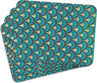 MG Design Set aus 4 Kork-Platzsets - Stone Green - 30 x 40 cm - hitzebest&auml;ndig & abwischbar, mit Korkr&uuml;ckseite