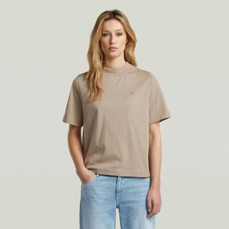 G-Star Logo Mock T-Shirt - Beige - Damen