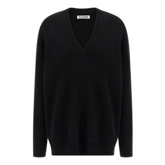Jil Sander Woll- und Kaschmirpullover mit V-Ausschnitt - - Knitwear - Damen - Schwarzk - XS