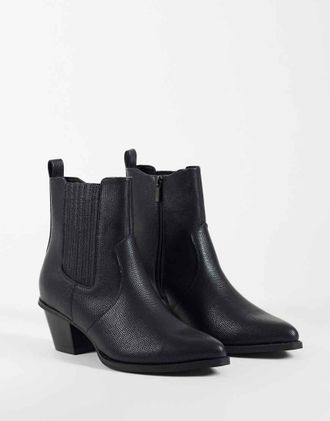 Asos bottines chelsea western &agrave; talon cubain en noir textur&eacute;