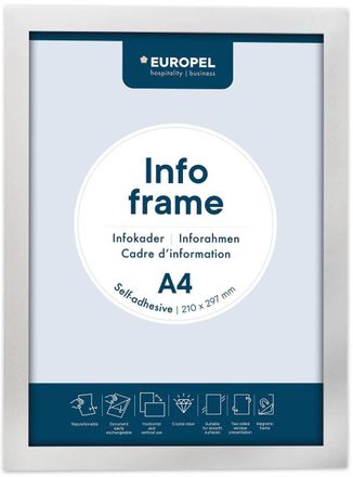 Europel Selbstklebender magnetischer Info-Rahmen aus PVC, A4 Silber, 2er Set, einfach abl&ouml;sbar durch Magnet, doppelseitig, Hoch- oder Querformat, 32,5 x 23,8 