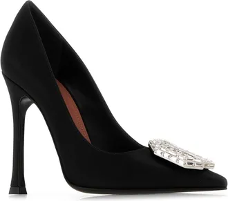 Amina Muaddi Satinblackwhitebuckle Scarpe Con Tacco High Heel Shoes