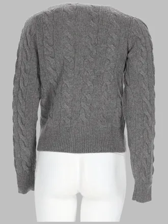 Polo Ralph Lauren Womens Cable-Knit Wool & Cashmere Cardigan Grey Jumpers Sweater