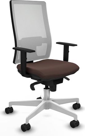 Piqueras y Crespo Lendenwirbelstuhl mit 1D-Armlehnen, ausgestattet mit 5 Positionen und Schaumstoff, 65 mm Nylon-Rollen, Wei&szlig;/Dunkelbraun