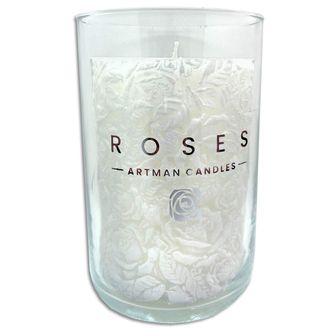Wohnkult 600 g Duftkerze &raquo;Roses&laquo; im edlen Glas und Verpackung 6 Farben zur Auswahl Reliefkerze Housewarmer Glaskerze Design Geschenk (Wei&szlig;)
