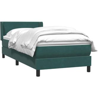 vidaXL Boxspringbett mit Matratze Dunkelgrün 80x220 cm Samt vidaXL