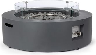 Decorspace Gaskamin Wolke Gestell aus lackiertem Stahl mit Windschutz aus Glas (dunkelgrau)