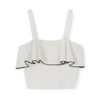 Motivi Popeline-Top mit Volant - - Tops - Damen - Wei&szlig; - 2XS