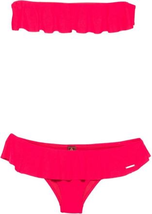Dondup Bikini bandeau &agrave; volants Candis - Femme - Maillots de bain - Rouge - Taille: 38 FR