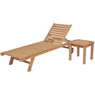 Happy Garden Ensemble bain de soleil droit en teck avec table dappoint JAVA