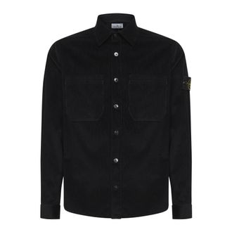 Stone Island Homme, Chemises, Noir, Taille: M Chemise 1200040 en Micro-Velours C&ocirc;tel&eacute; de Coton