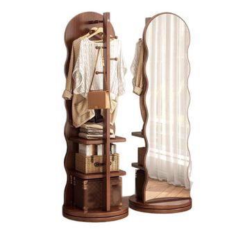 Generic Spiegel Standspiegel Ganzk&ouml;rperspiegel Tiefer Rahmen f&uuml;r Schlafzimmer Wohnzimmer und Eingangsbereich(Walnut,40x168 cm)